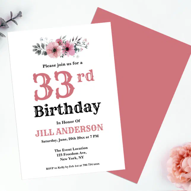 Invitations 33rd Birthday | Zazzle