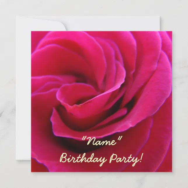 Invitations Birthday Party Pink Rose Flower Cards | Zazzle