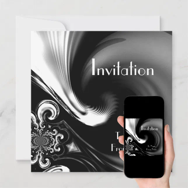 Invitations Black & White Style Abstract Metal 2 | Zazzle