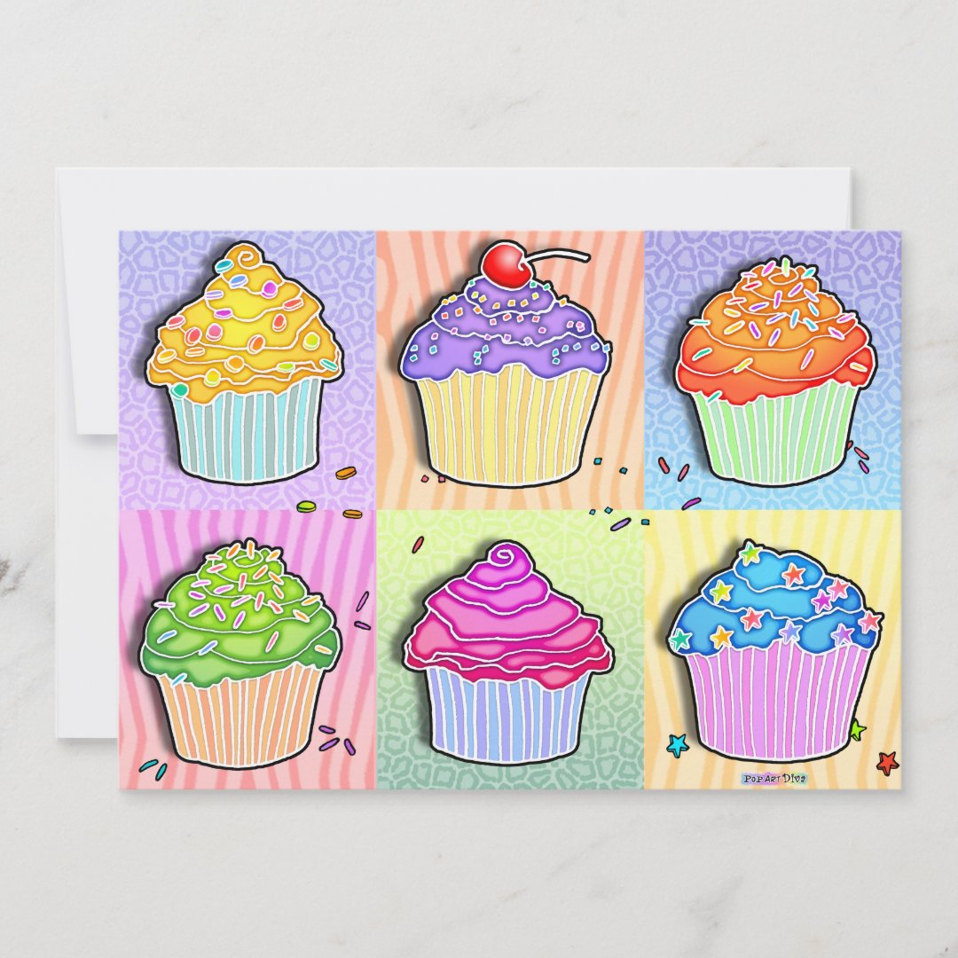 Invitations - Pop Art Cupcakes | Zazzle