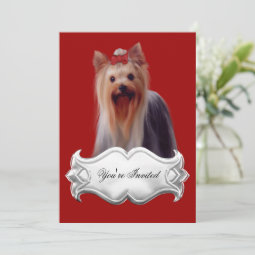 Invitations Yorkshire terrier Puppy Dogs Red | Zazzle