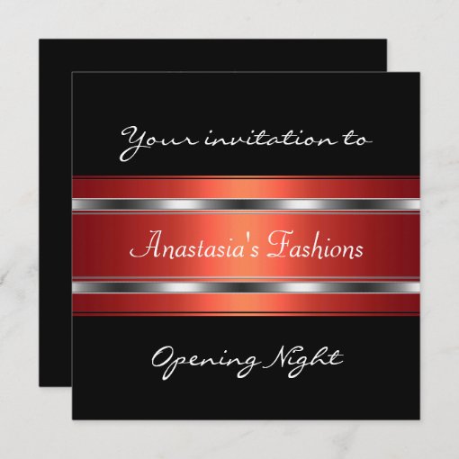 Invite Opening Night Black Red Silver | Zazzle