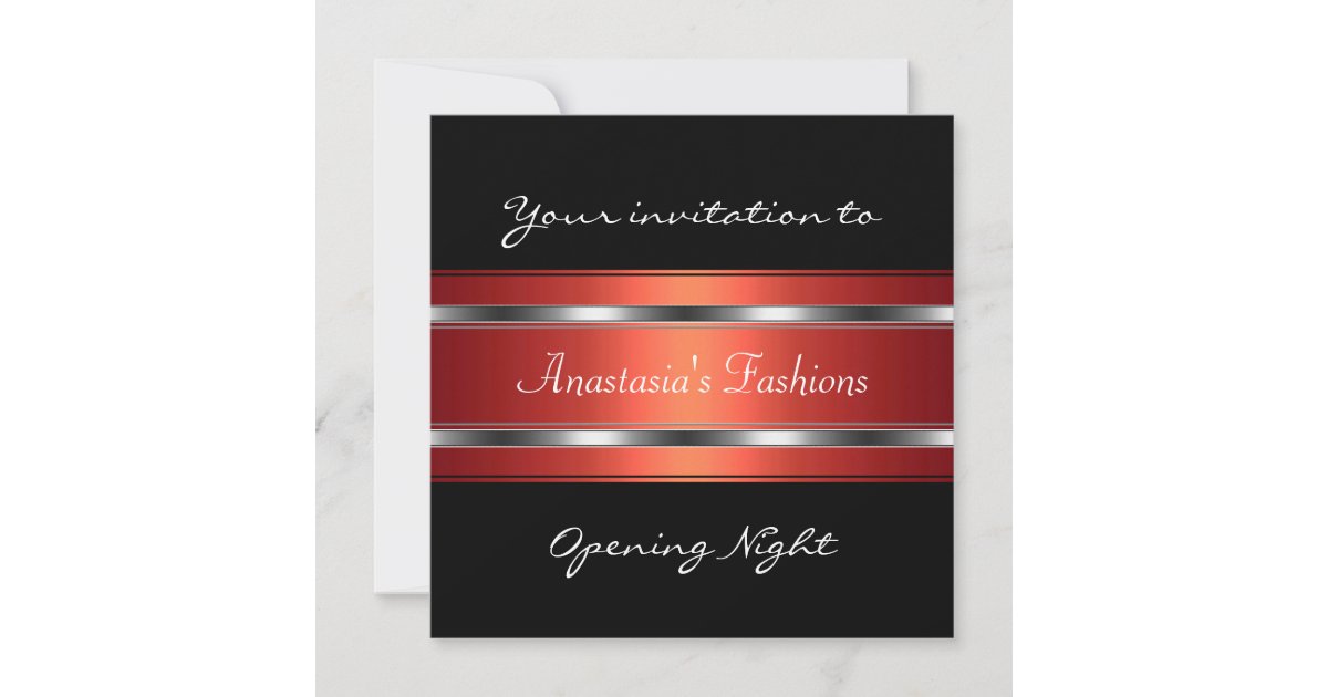 Invite Opening Night Black Red Silver | Zazzle