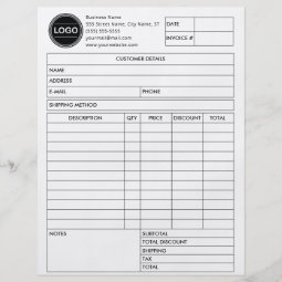 Invoice Business Sales Form Receipt, Add Logo Flyer | Zazzle