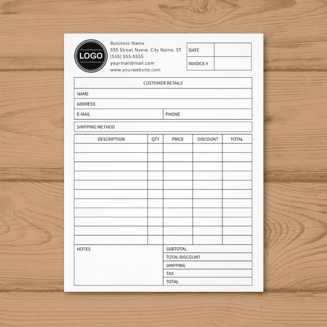Invoice Business Sales Form Receipt, Add Logo Flyer | Zazzle
