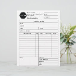 Invoice Business Sales Form Receipt, Add Logo Letterhead | Zazzle