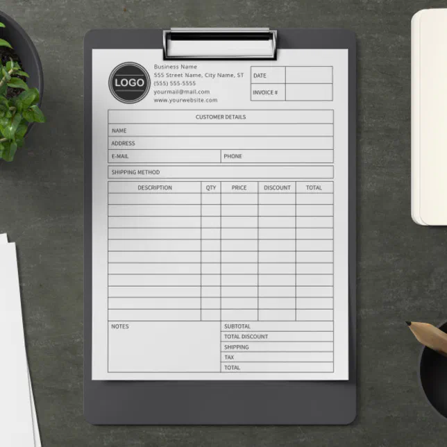 Invoice Business Sales Form Receipt, Add Logo Letterhead | Zazzle