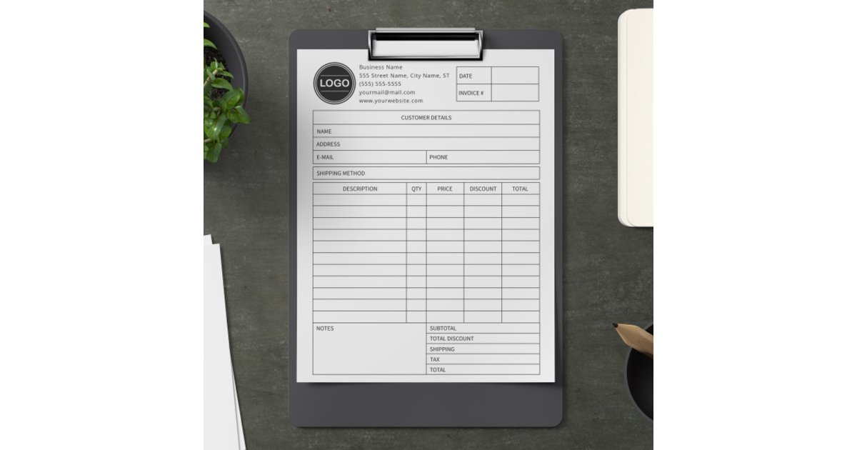 Invoice Business Sales Form Receipt, Add Logo Letterhead | Zazzle