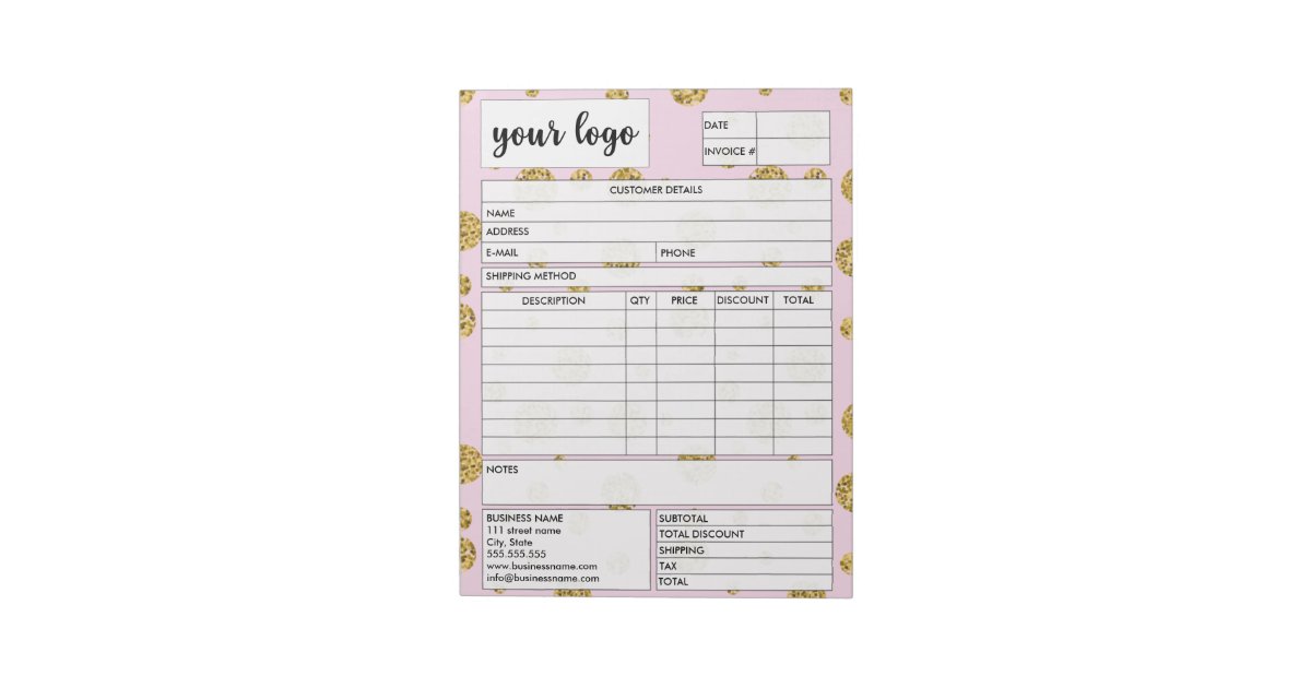 Invoice Business Sales Form Receipt, Add Logo Notepad | Zazzle