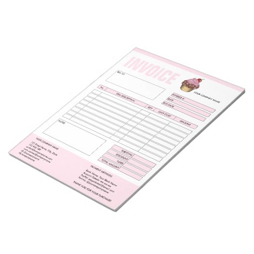 Invoice Form Business Quotation Bakery cake sweets Notepad | Zazzle