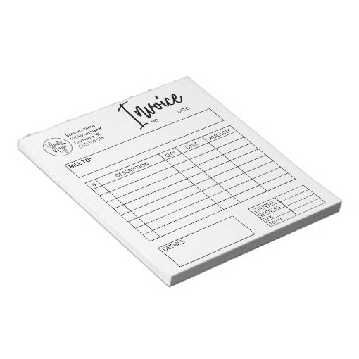 Invoice Order Form Custom Logo Business Notepad | Zazzle
