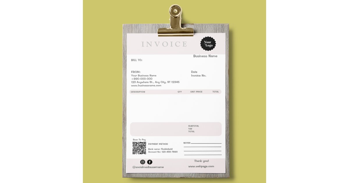 Invoice Sales Receipt Small Business Add Logo | Zazzle
