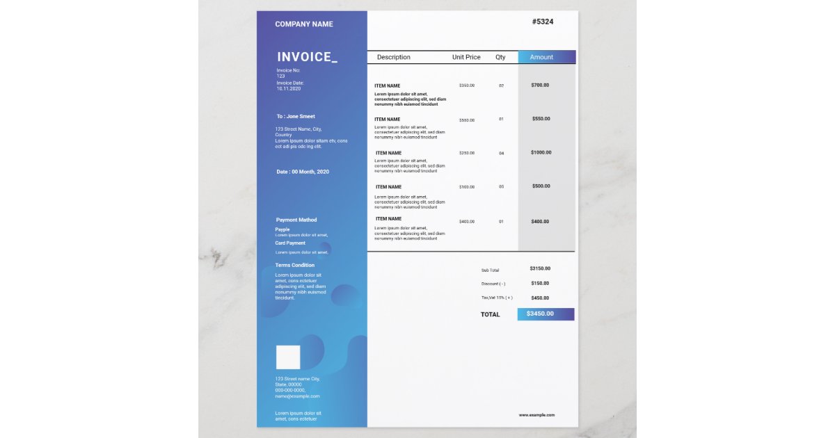 Invoice template | Zazzle