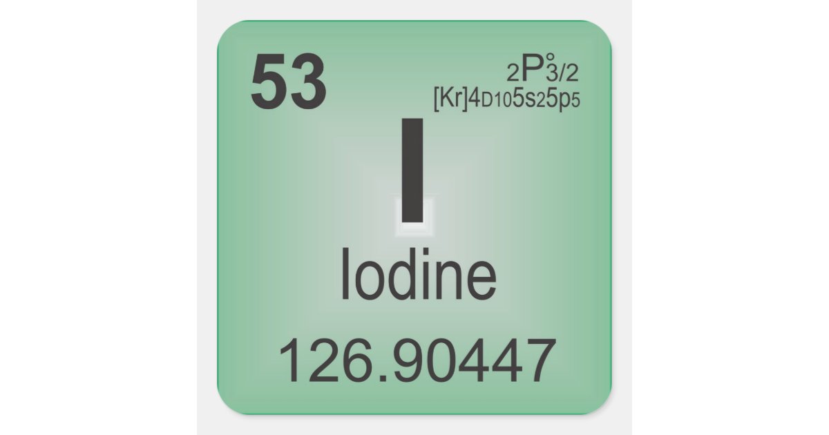 Iodine Individual Element of the Periodic Table Square Sticker | Zazzle