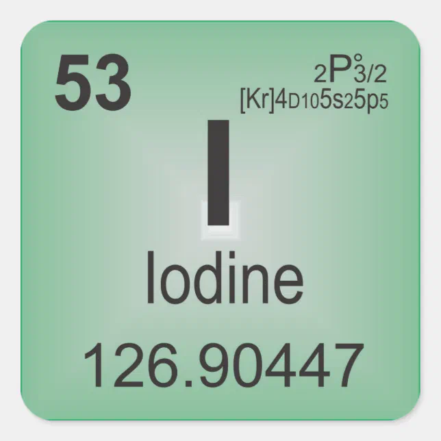 Iodine Individual Element of the Periodic Table Square Sticker | Zazzle