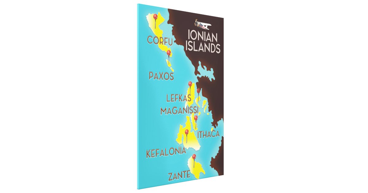 Ionian Islands map poster. Canvas Print | Zazzle