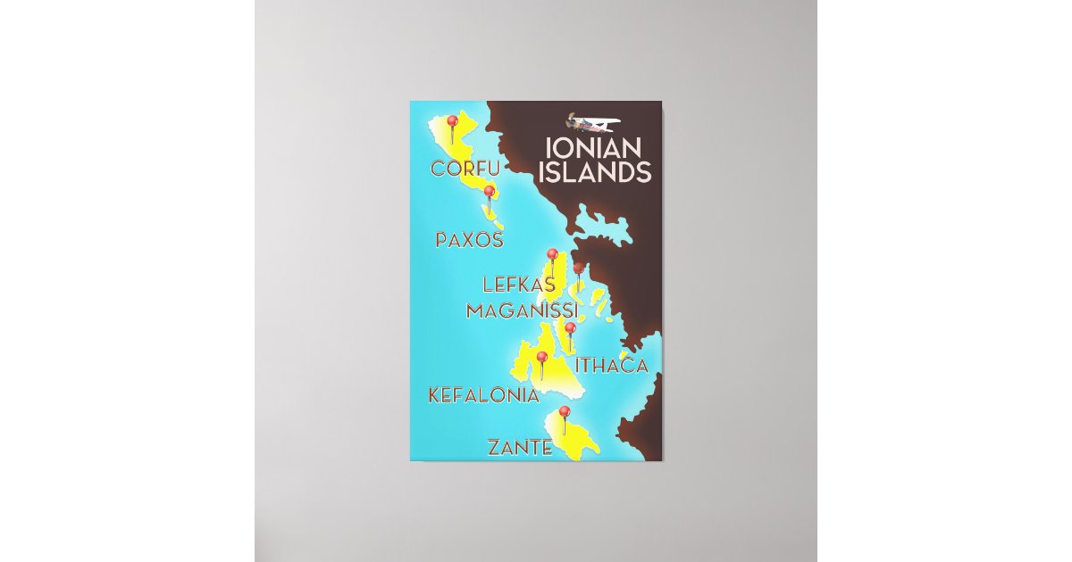 Ionian Islands map poster. Canvas Print | Zazzle