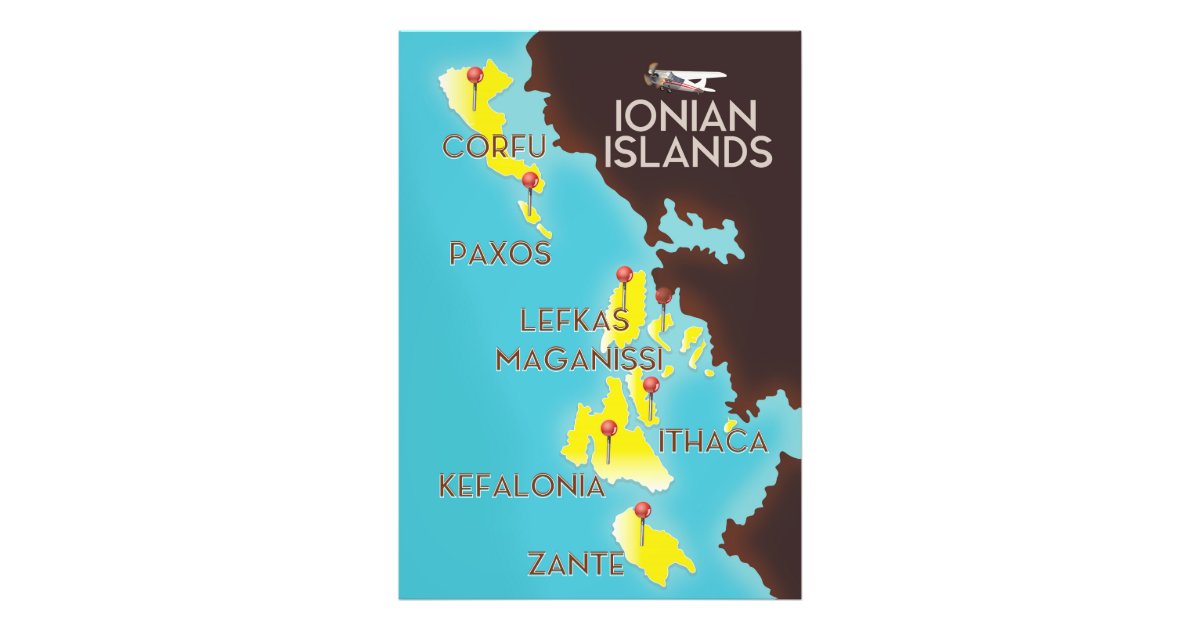 Ionian Islands map poster. Photo Print | Zazzle