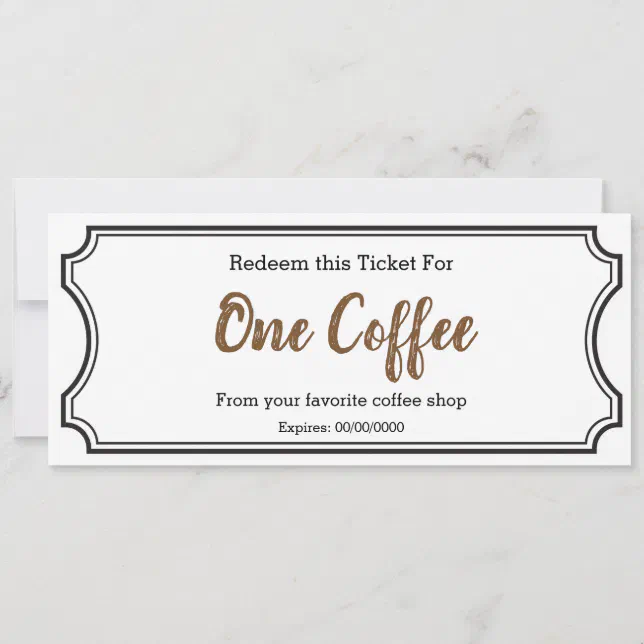 IOU Love Gift Ticket One Coffee editable | Zazzle