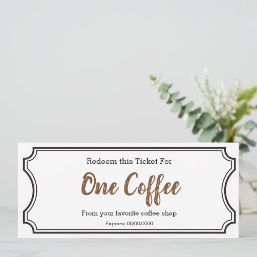 IOU Love Gift Ticket One Coffee editable | Zazzle