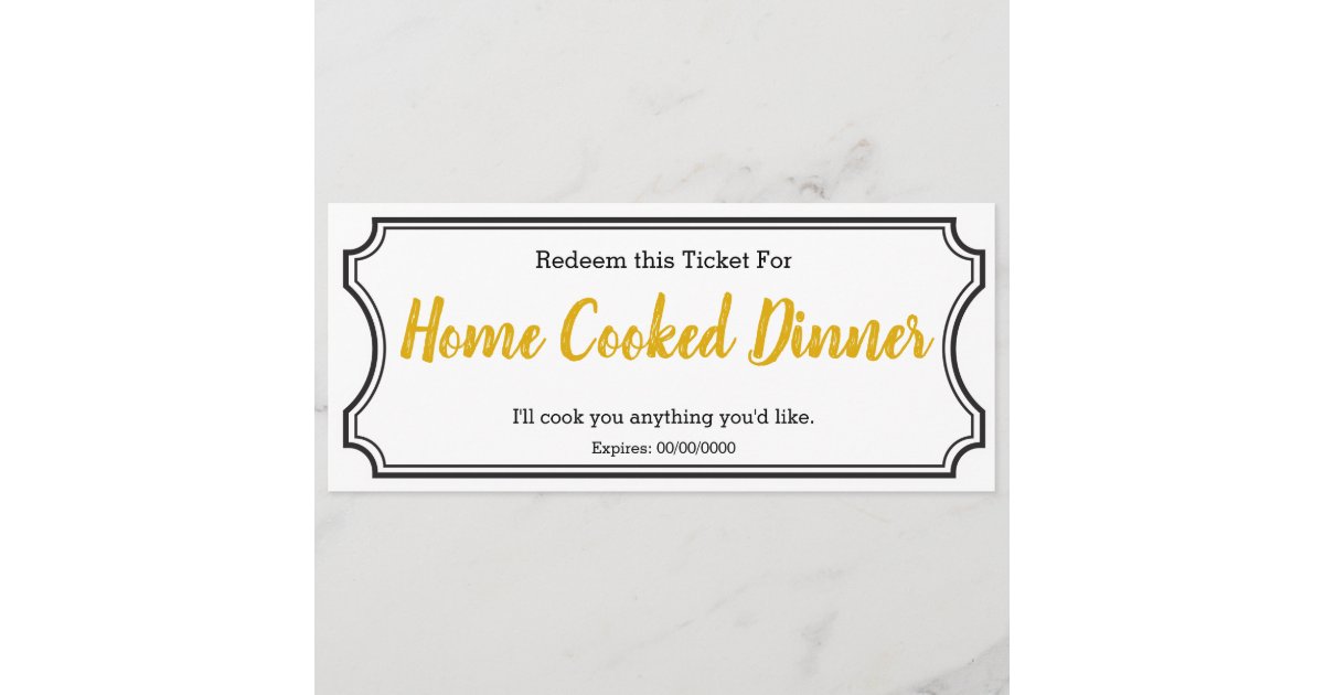 IOU Love Gift Ticket One Dinner editable yellow Menu | Zazzle.com