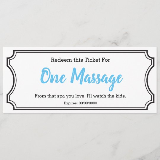 IOU Love Gift Ticket One Massage Editable Sky Blue Zazzle