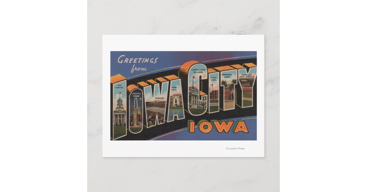 Iowa City, Iowa - Large Letter Scenes Postcard | Zazzle