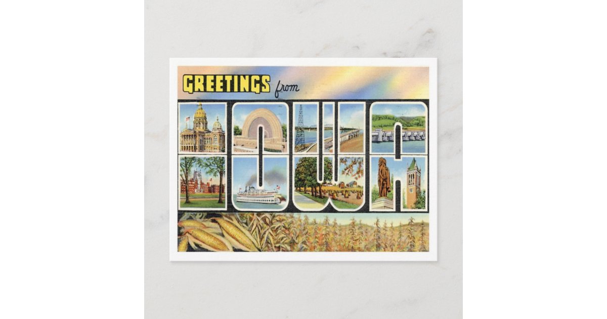 Iowa Greetings From US States Postcard | Zazzle