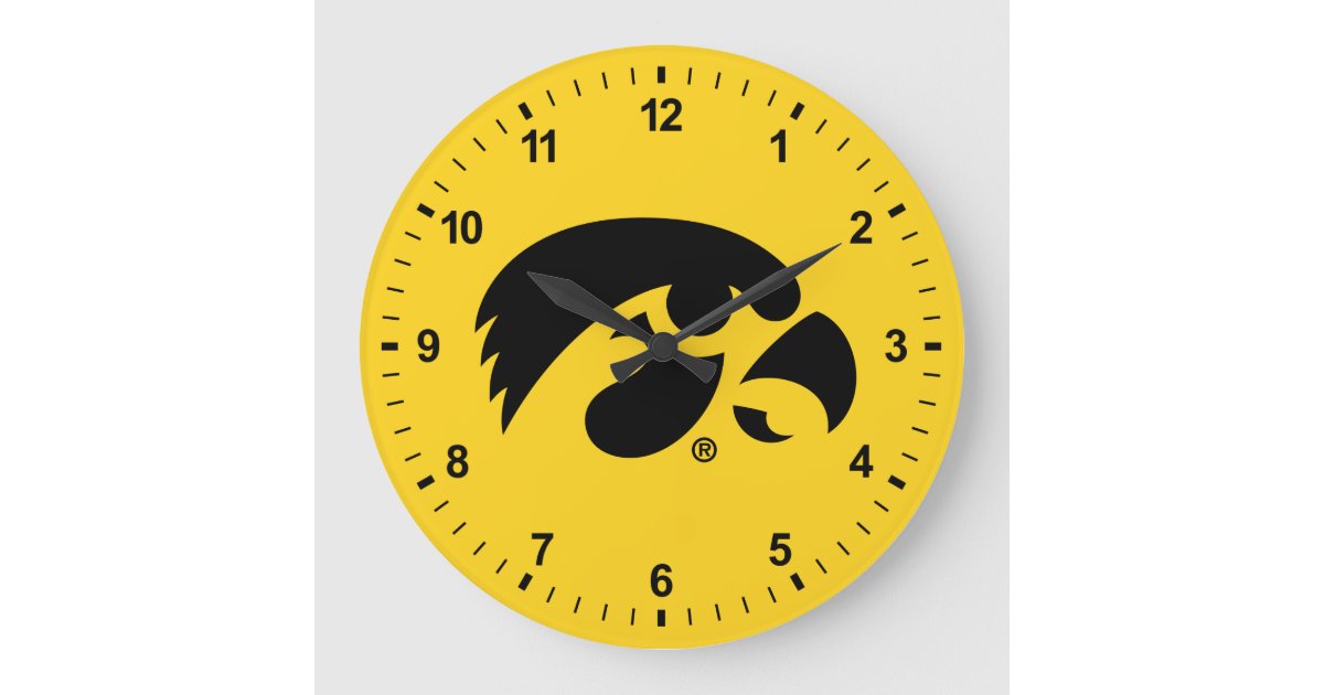 Iowa Logo | Hawkeye Large Clock | Zazzle