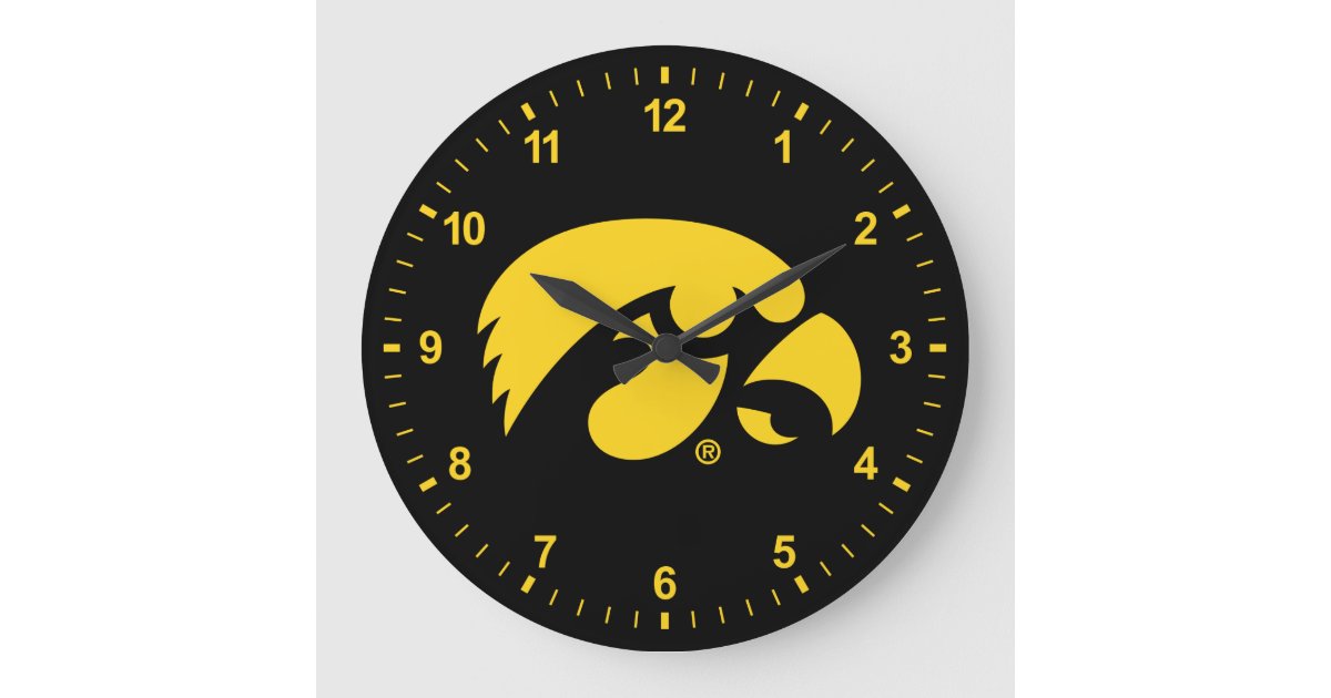 Iowa Logo | Hawkeye Large Clock | Zazzle
