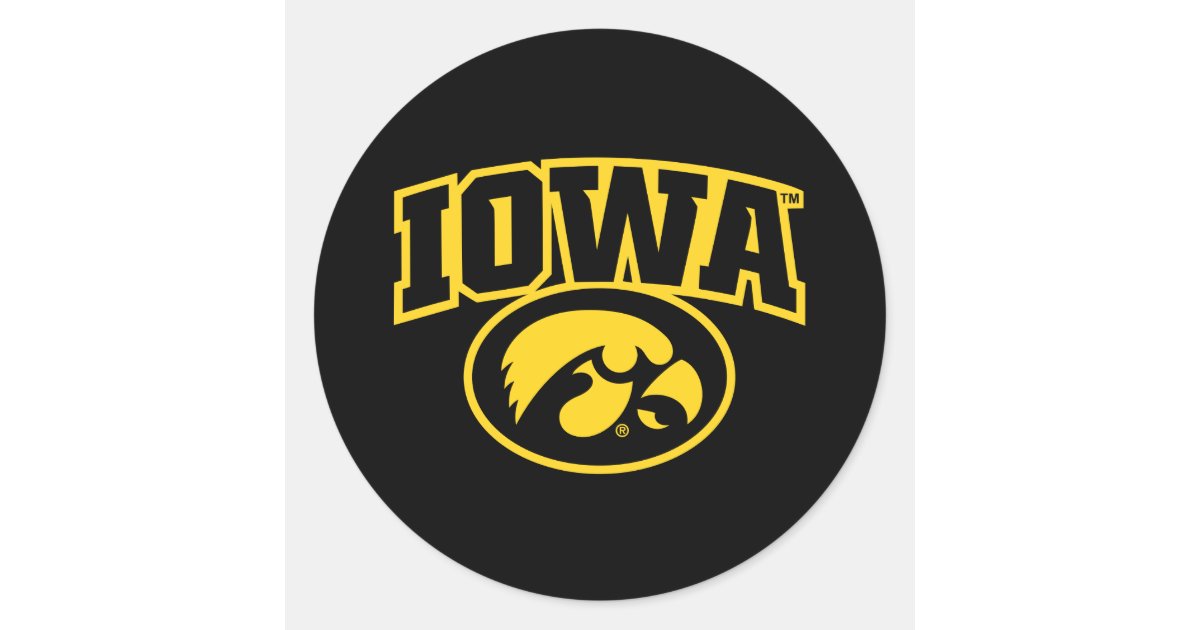 Iowa Logotype with Hawkeye Classic Round Sticker | Zazzle