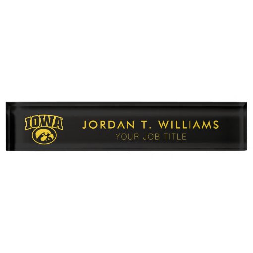 Iowa Logotype with Hawkeye Desk Name Plate | Zazzle