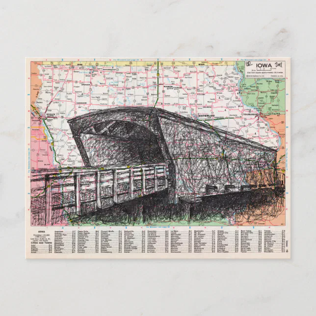 Iowa Map Art Postcard | Zazzle
