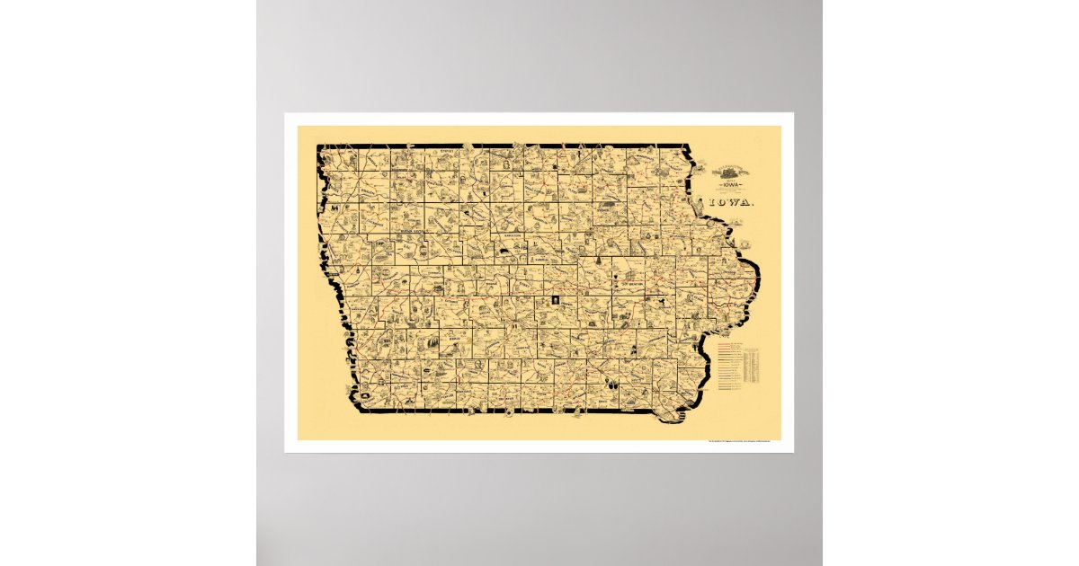 Iowa Railroad Map 1897 Poster | Zazzle