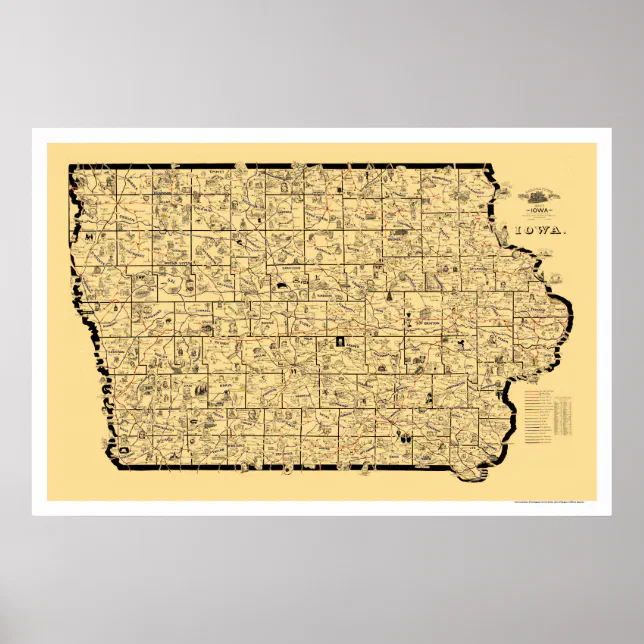 Iowa Railroad Map 1897 Poster | Zazzle
