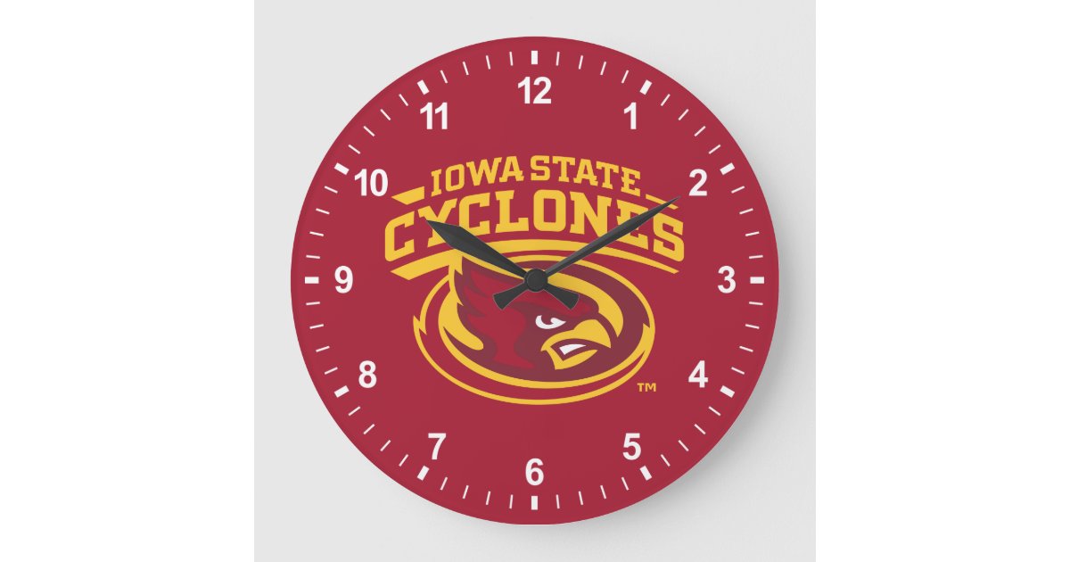 Iowa State Cyclones | Arched Mascot Logo Large Clock | Zazzle