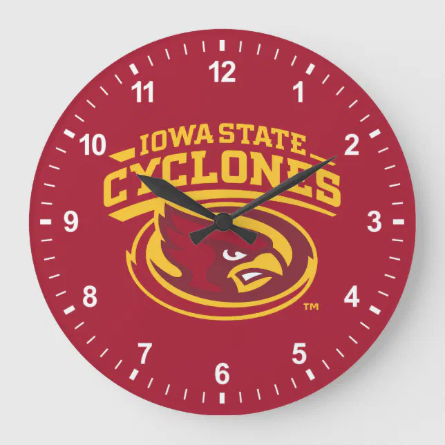 Iowa State Cyclones | Arched Mascot Logo Large Clock | Zazzle