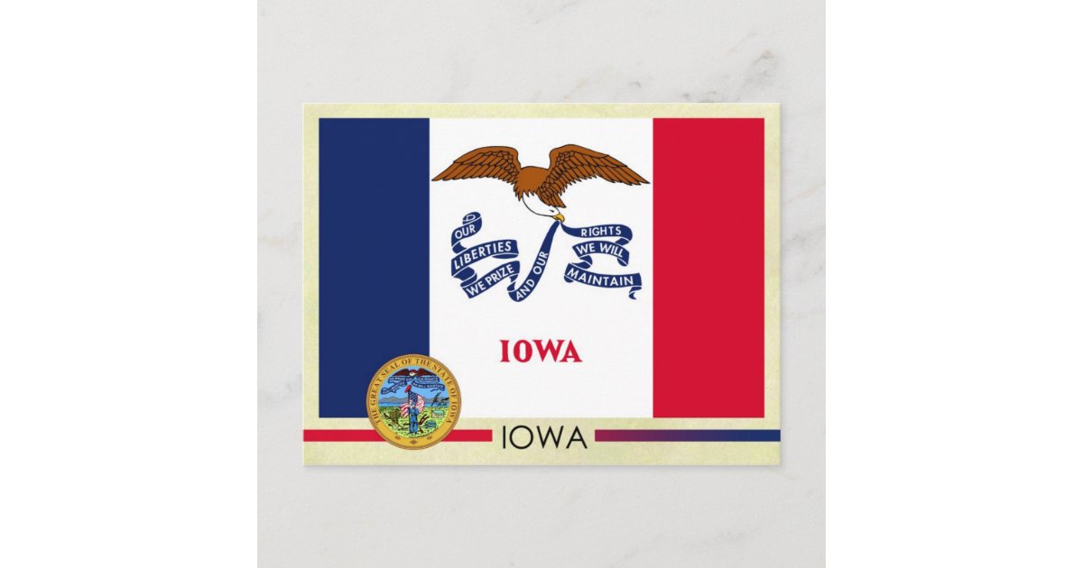 Iowa State Flag and Seal Postcard | Zazzle