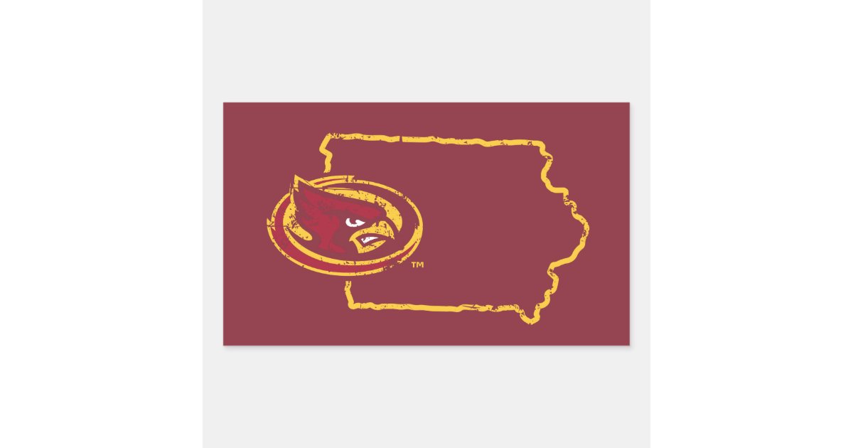 Iowa State Logo Distressed Rectangular Sticker | Zazzle