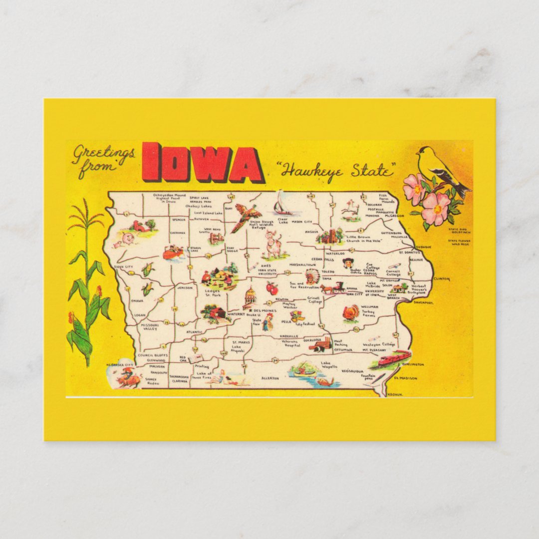 Iowa State Map Postcard | Zazzle