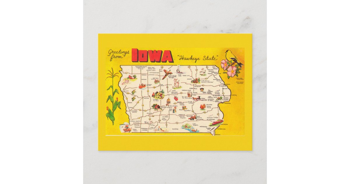 Iowa State Map Postcard | Zazzle