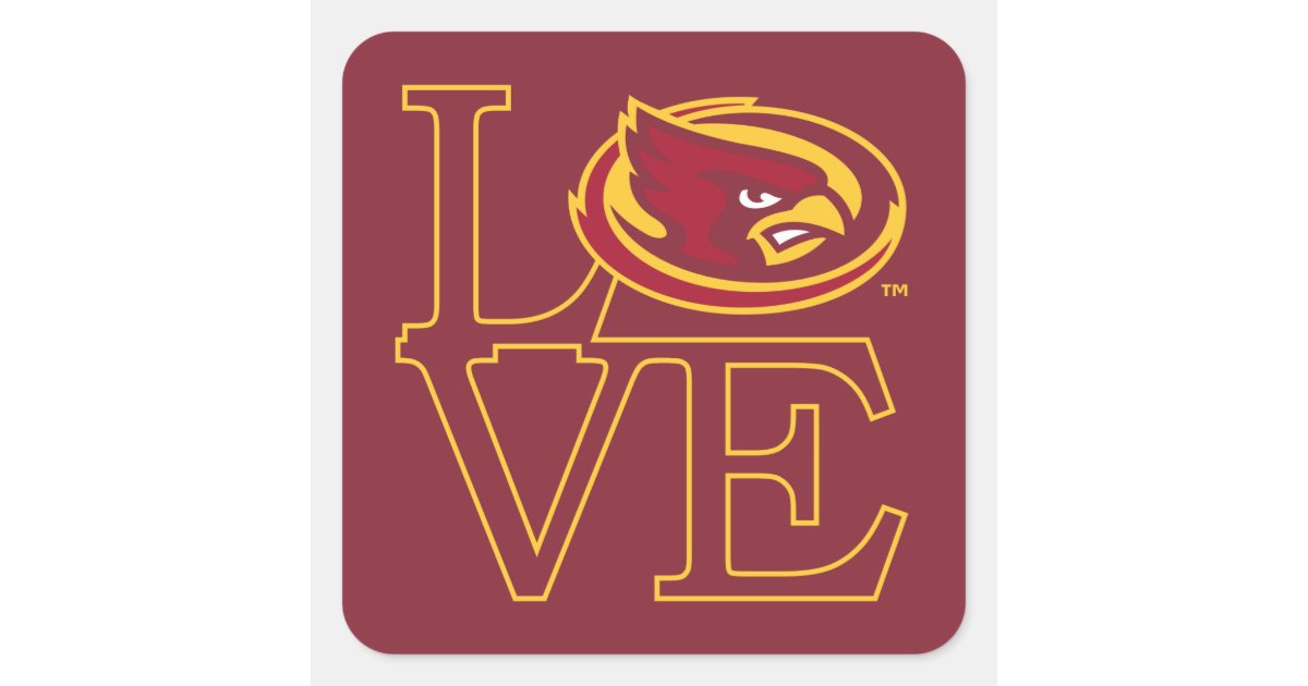 Iowa State University | Iowa Love Logo Square Sticker | Zazzle