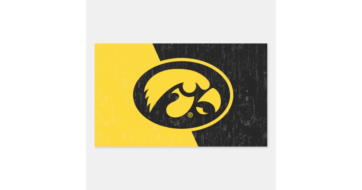 Iowa Tigerhawk Distressed Rectangular Sticker | Zazzle