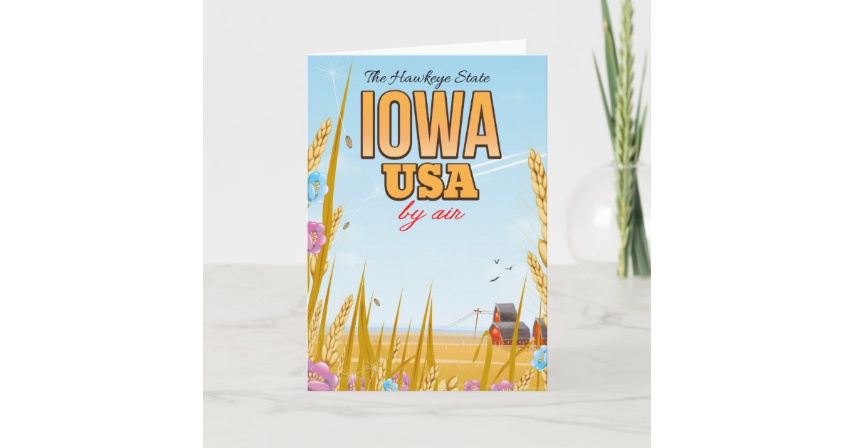 Iowa USA "The Hawkeye State"Cartoon travel poster. Holiday Card | Zazzle