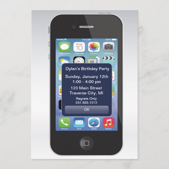 iPhone Birthday Party Texting Smart Cell Phone Invitation | Zazzle.com