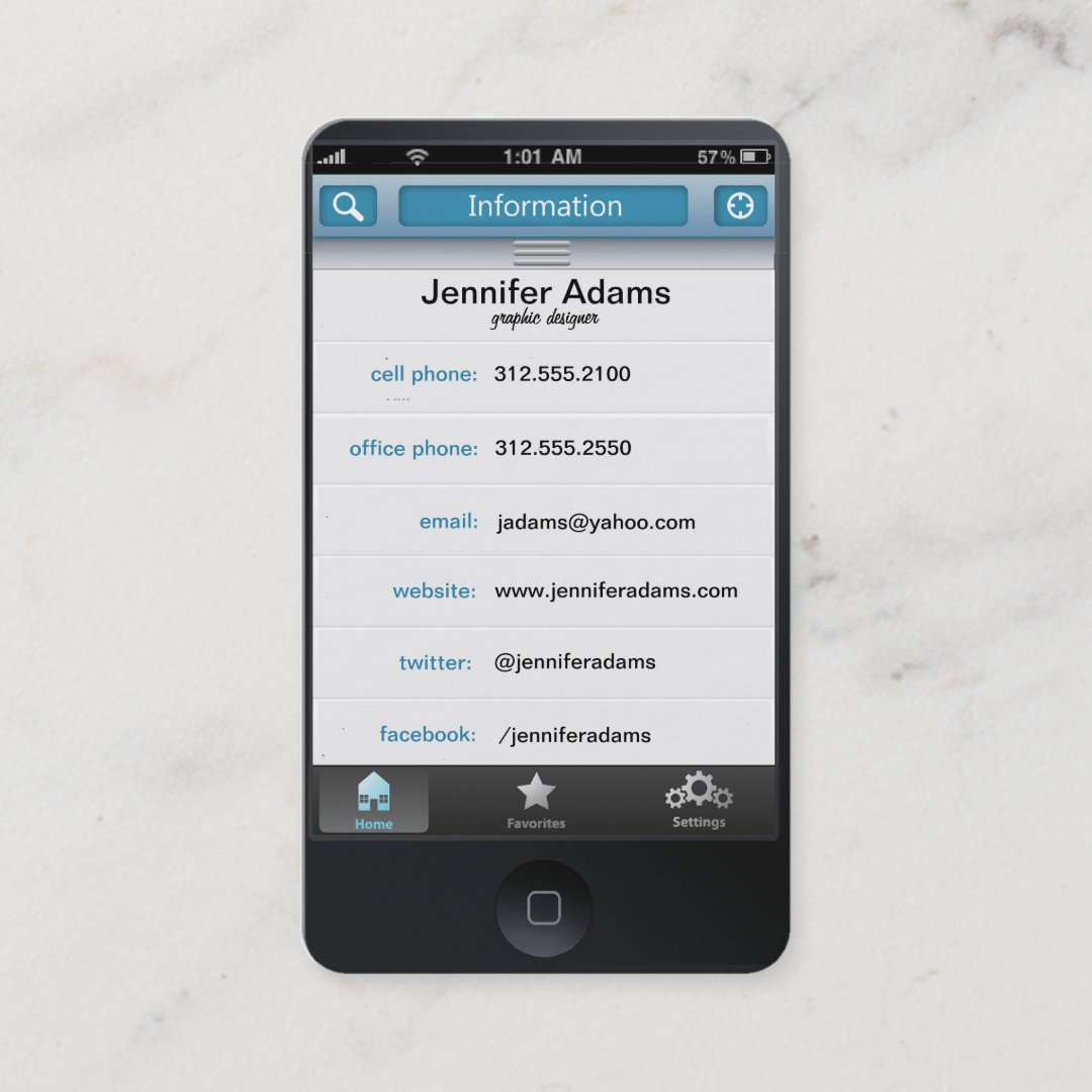 iPhone personalized photo business card | Zazzle