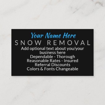 iPlow. Snow Removal Snow Plowing Business Card | Zazzle