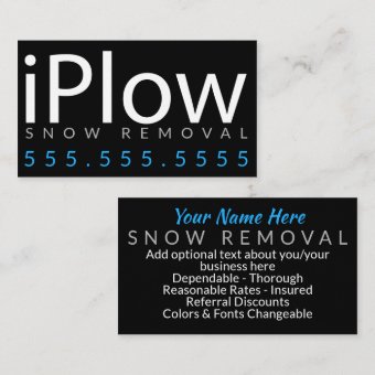 iPlow. Snow Removal Snow Plowing Business Card | Zazzle