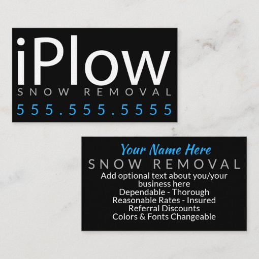 iPlow. Snow Removal Snow Plowing Business Card | Zazzle