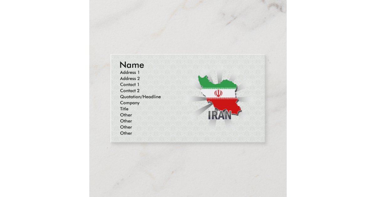 Iran Flag Map 2.0 Business Card | Zazzle